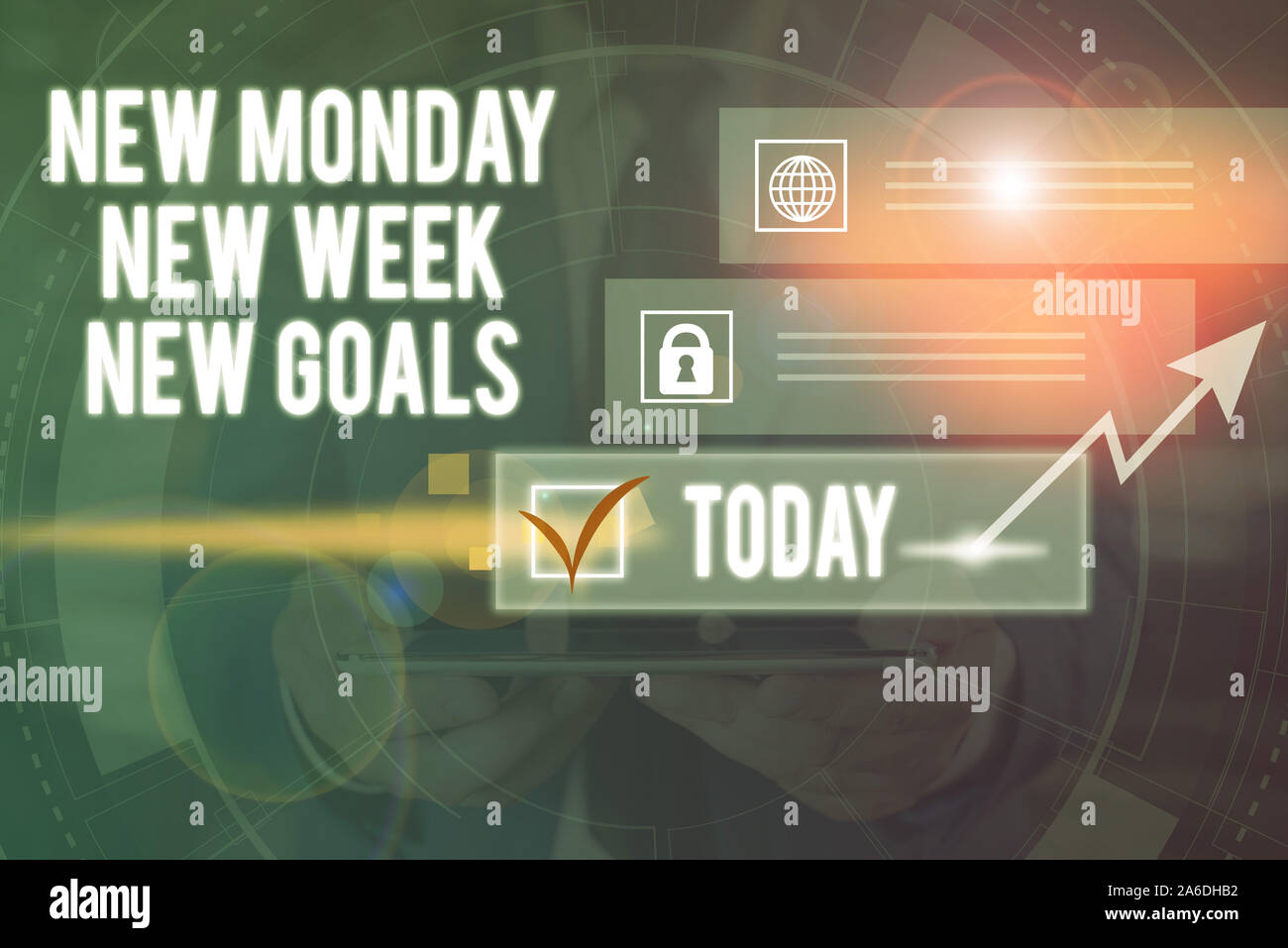 Text sign showing New Monday New Week New Goals. Business photo text ...