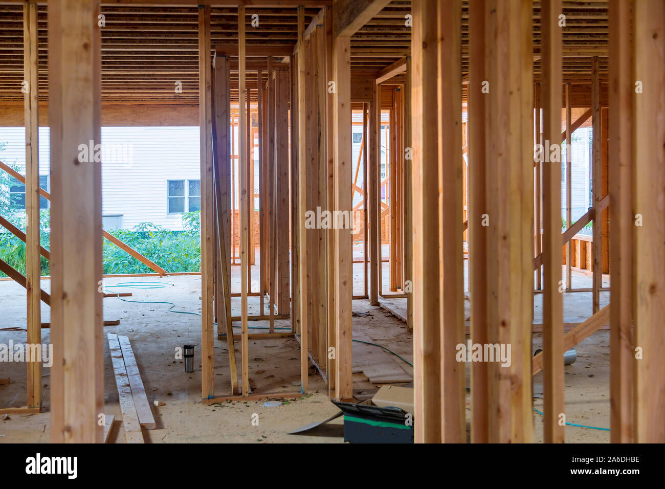 Framing beam of new house under construction home beam construction ...