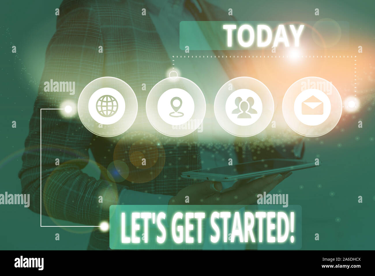 Conceptual hand writing showing Let S Get Started. Concept meaning encouraging someone to begin ...