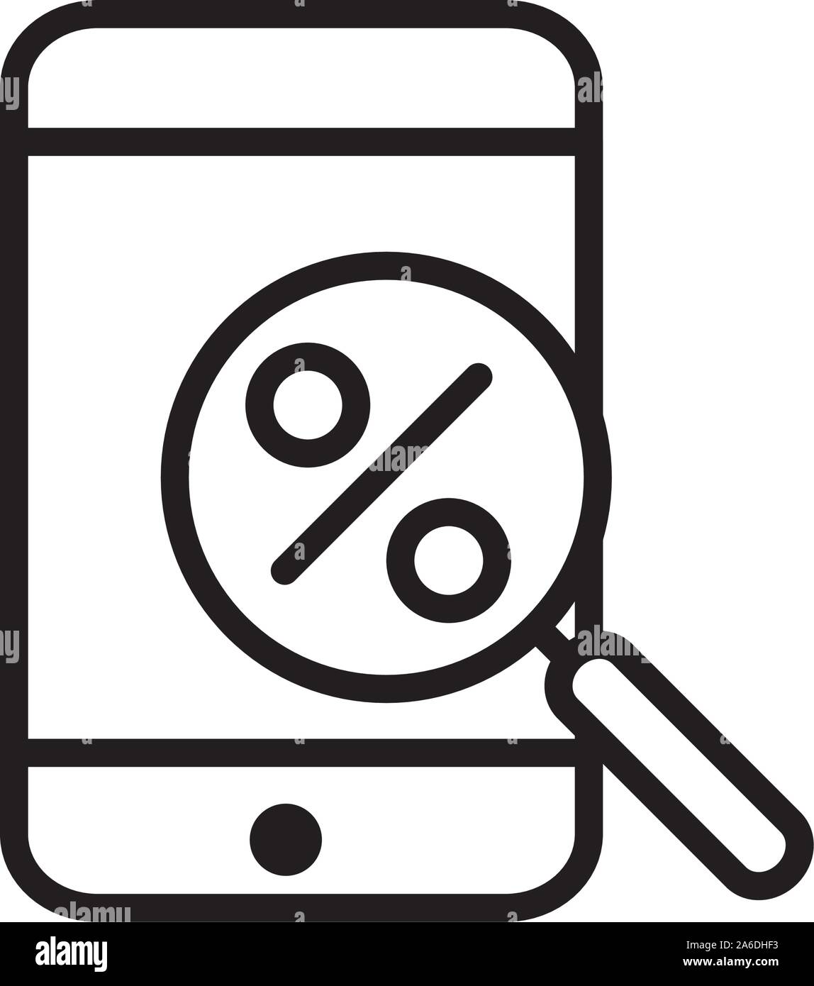 smartphone discount magnifier delivery icon vector illustration thick ...