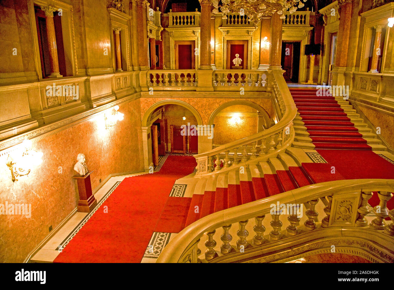 Main staircase of the State Opera House in Budapest Stock Photo - Alamy