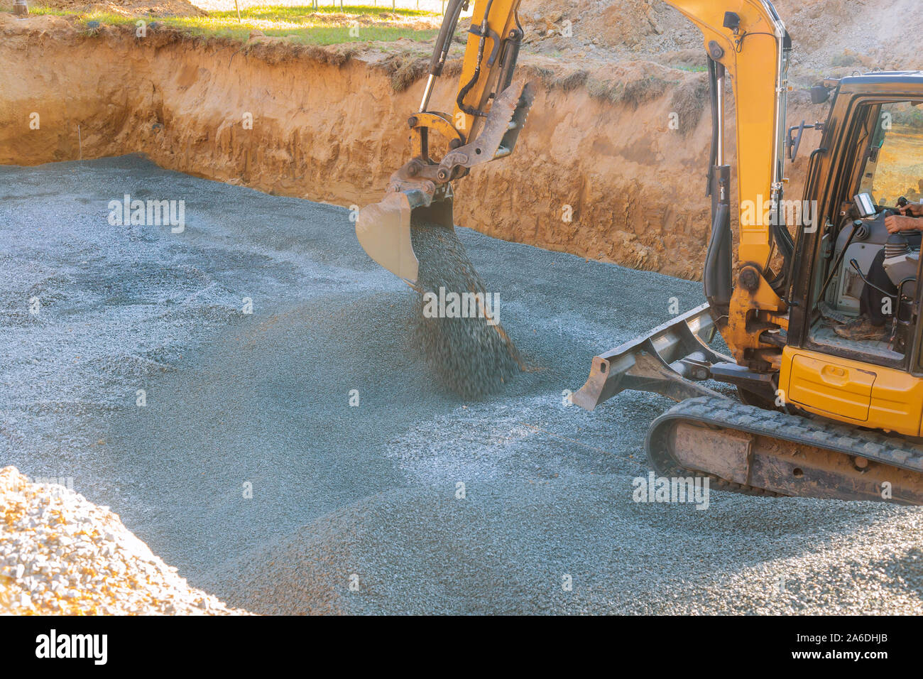 Industrial excavator for foundation building construction site, bucket ...