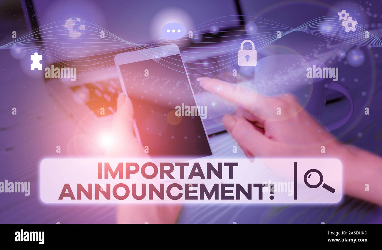 Handwriting text Important Announcement. Conceptual photo spoken ...