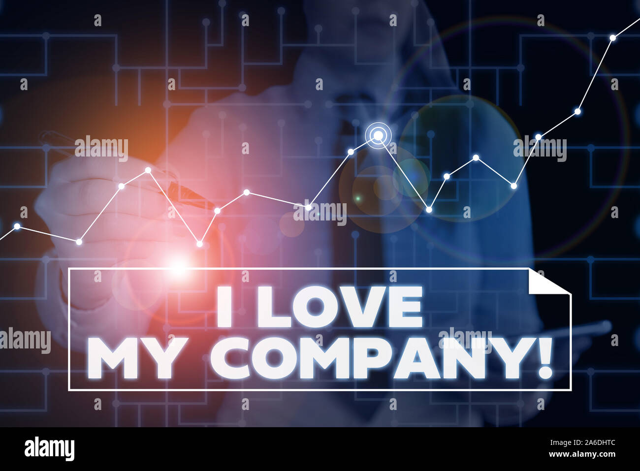 Text sign showing I Love My Company. Business photo showcasing tell why ...
