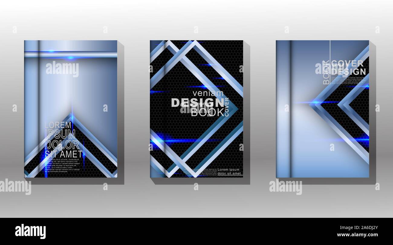 Modern background design. Collection of book cover vectors with blue ...