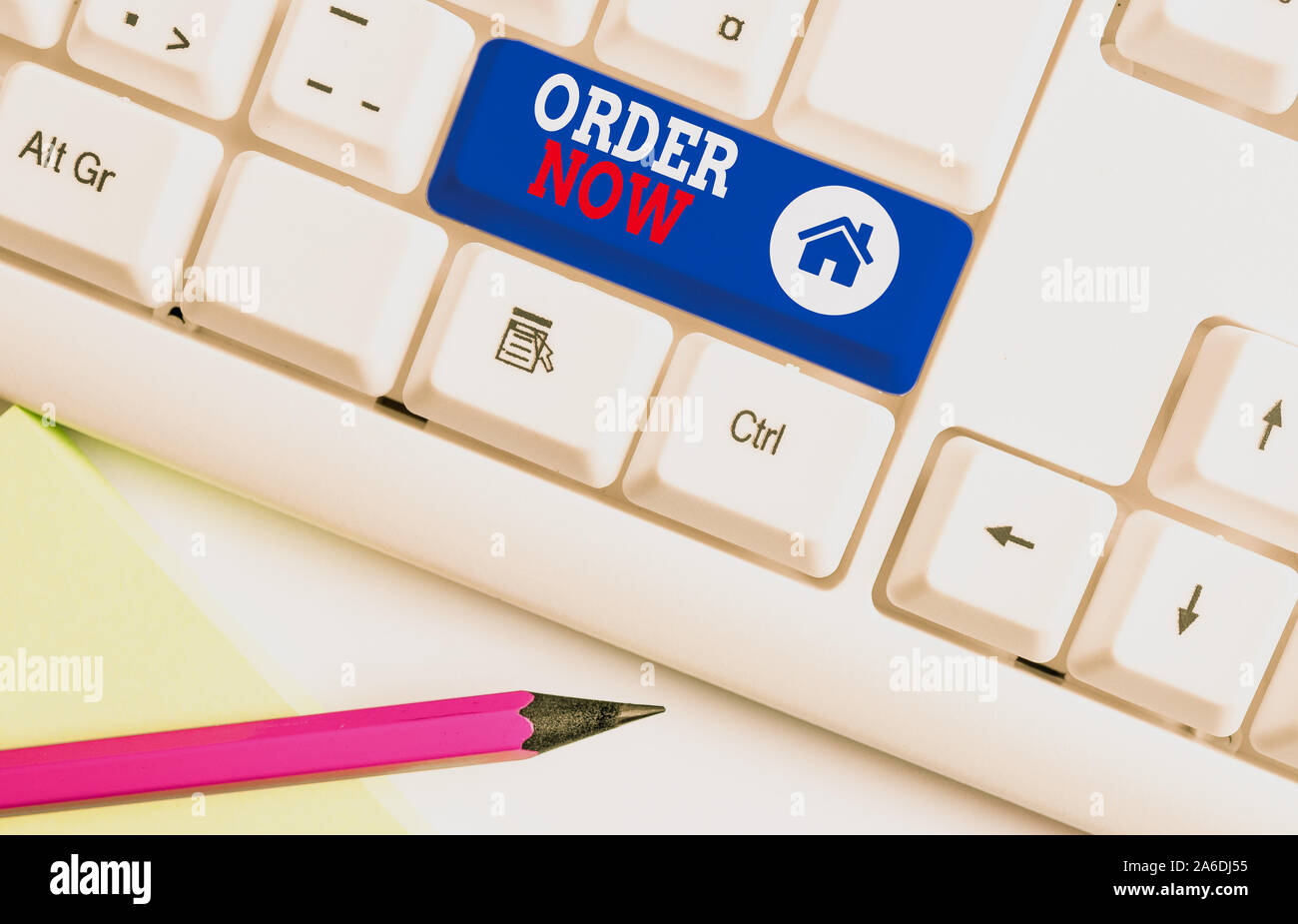 Handwriting text Order Now. Conceptual photo the activity of asking for ...