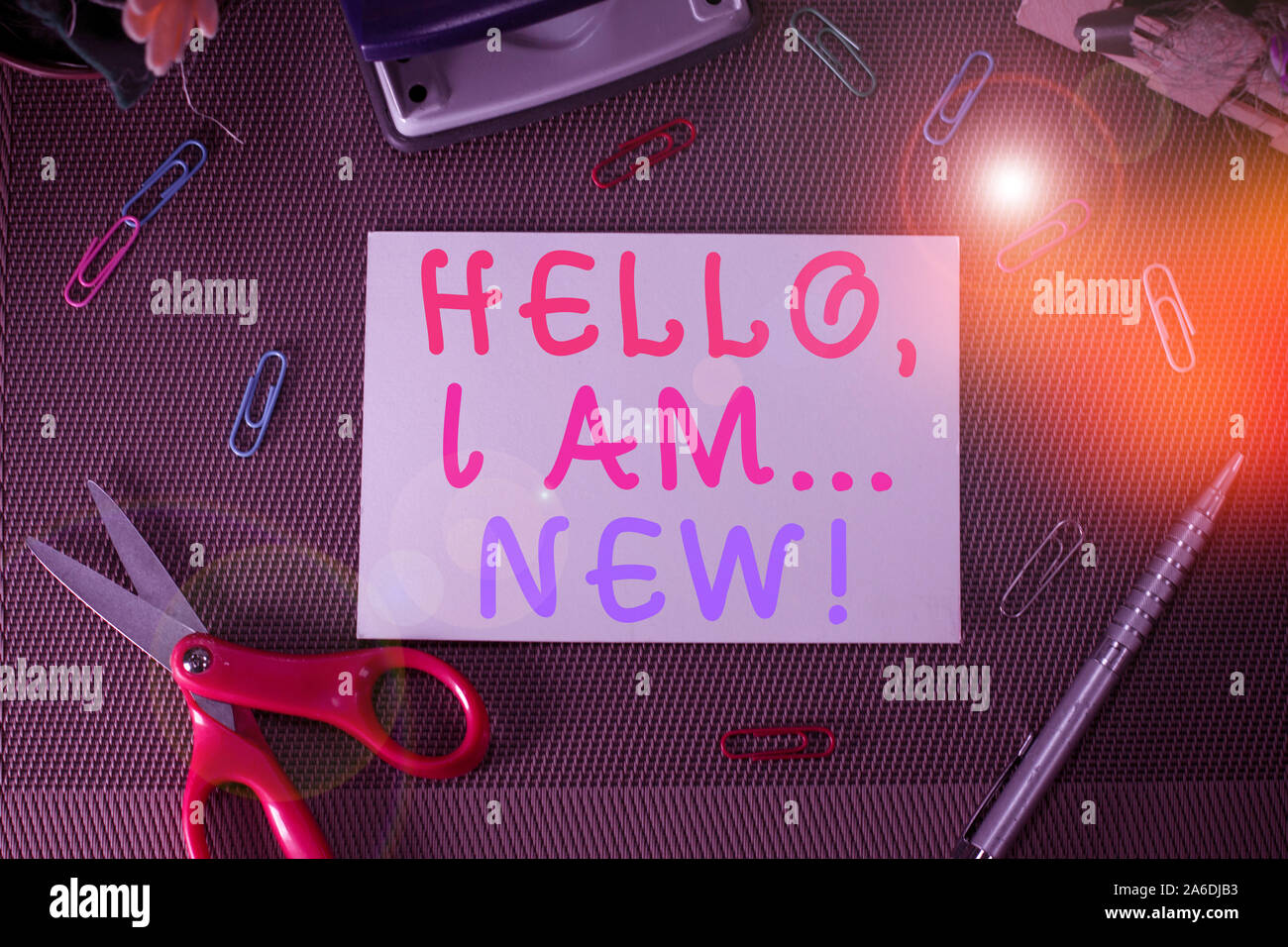 Writing note showing Hello I Am New. Business concept for introducing ...