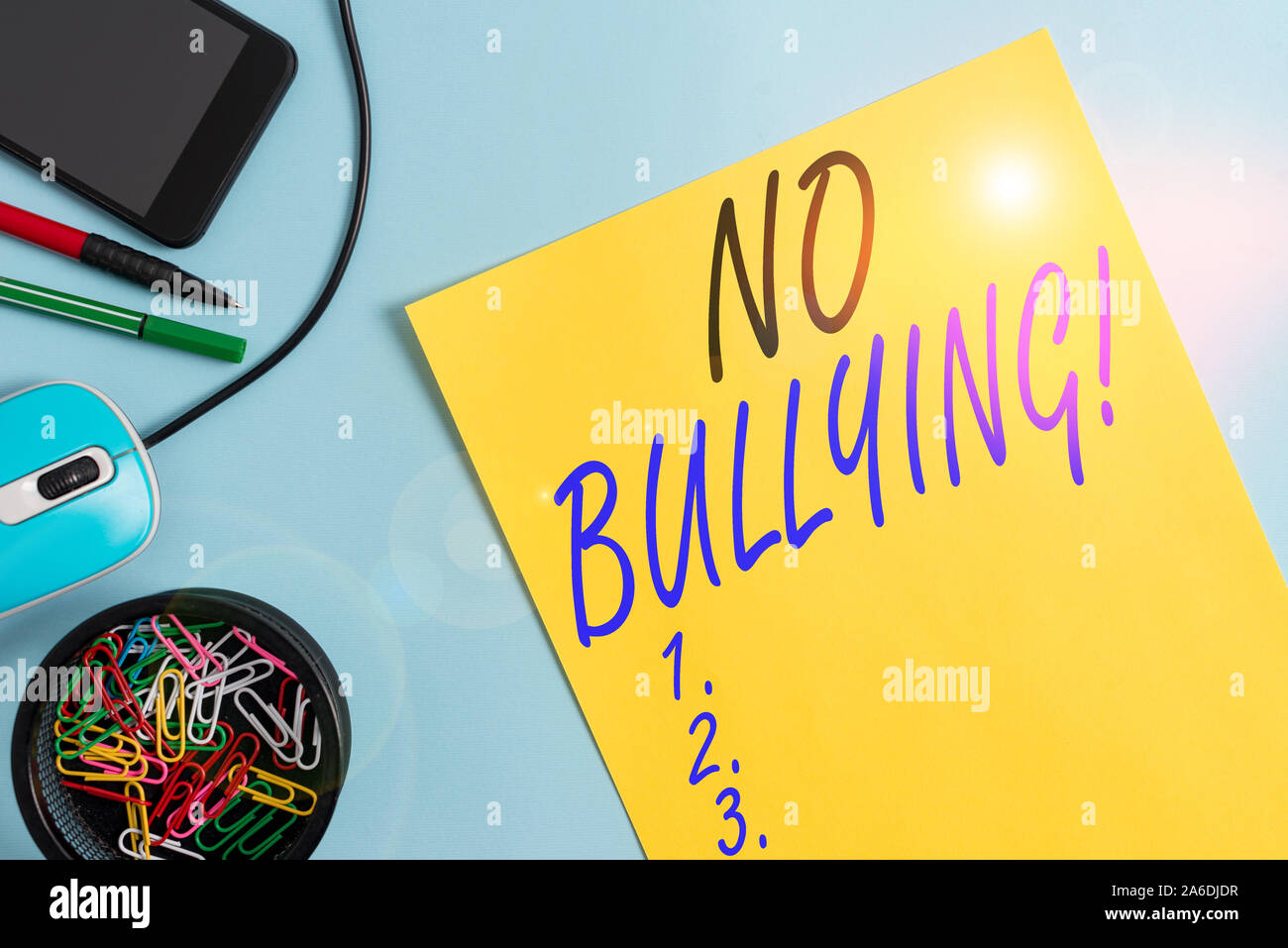 Writing note showing No Bullying. Business concept for stop aggressive ...