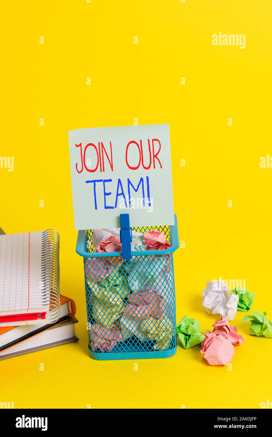 Handwriting text writing Join Our Team. Conceptual photo invite someone ...