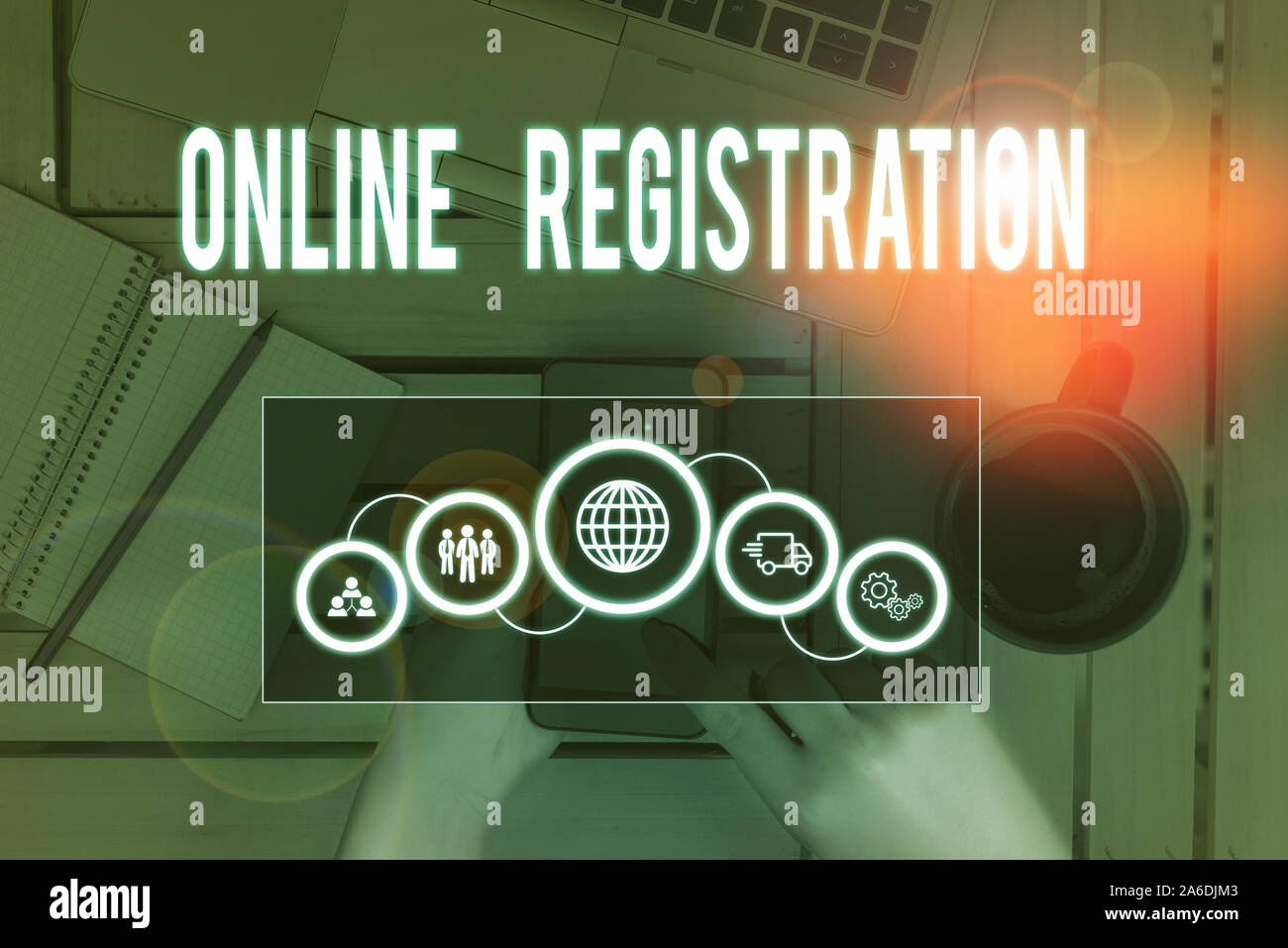 Word writing text Online Registration. Business photo showcasing System ...