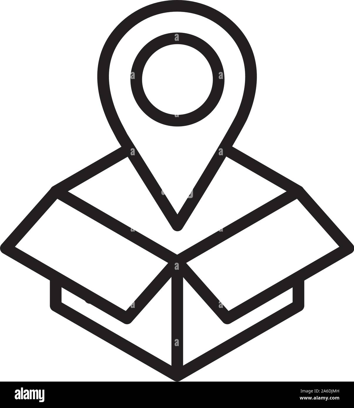 cardboard box pointer location delivery icon vector illustration thick ...