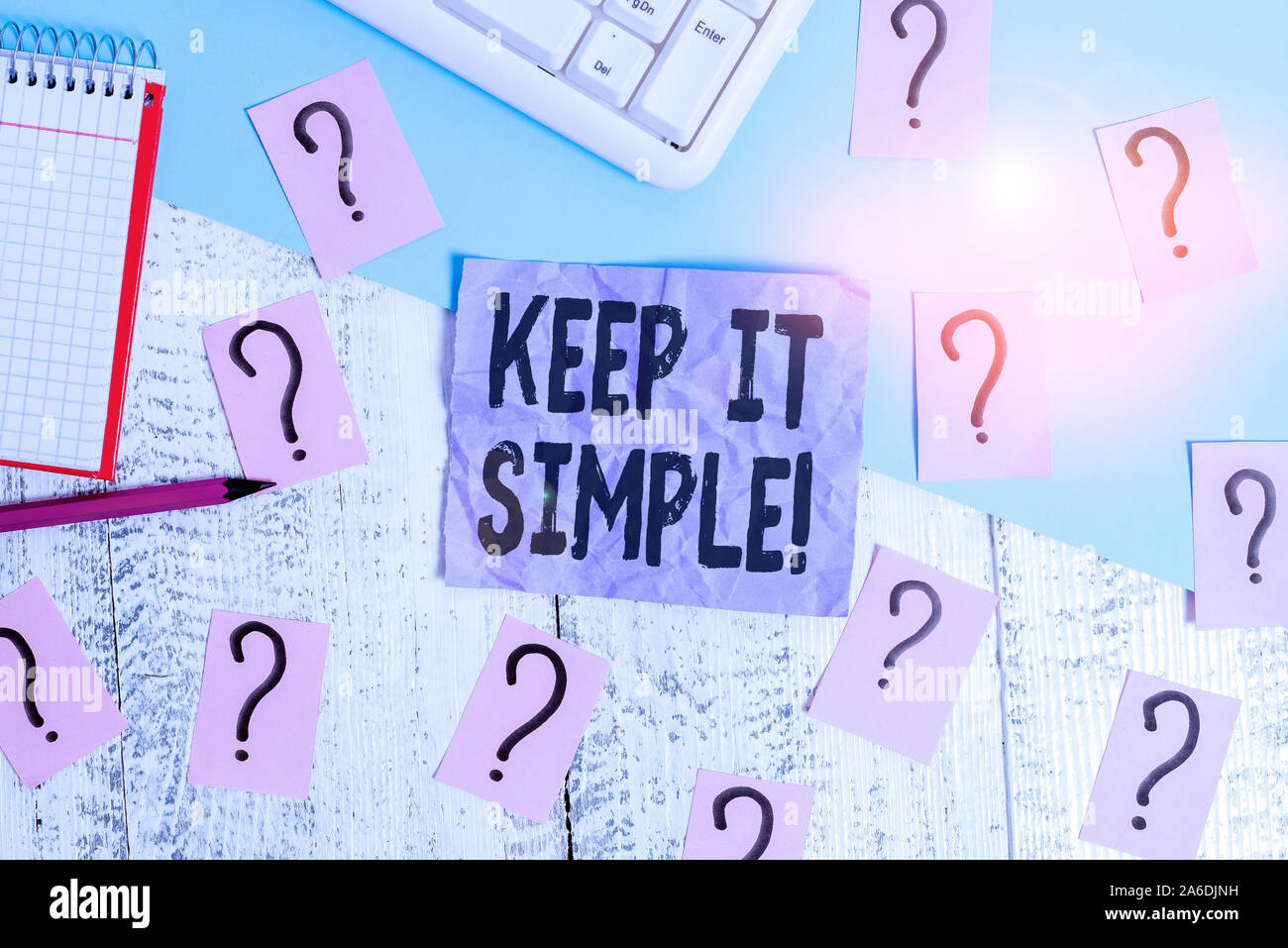 Text sign showing Keep It Simple. Business photo showcasing ask ...