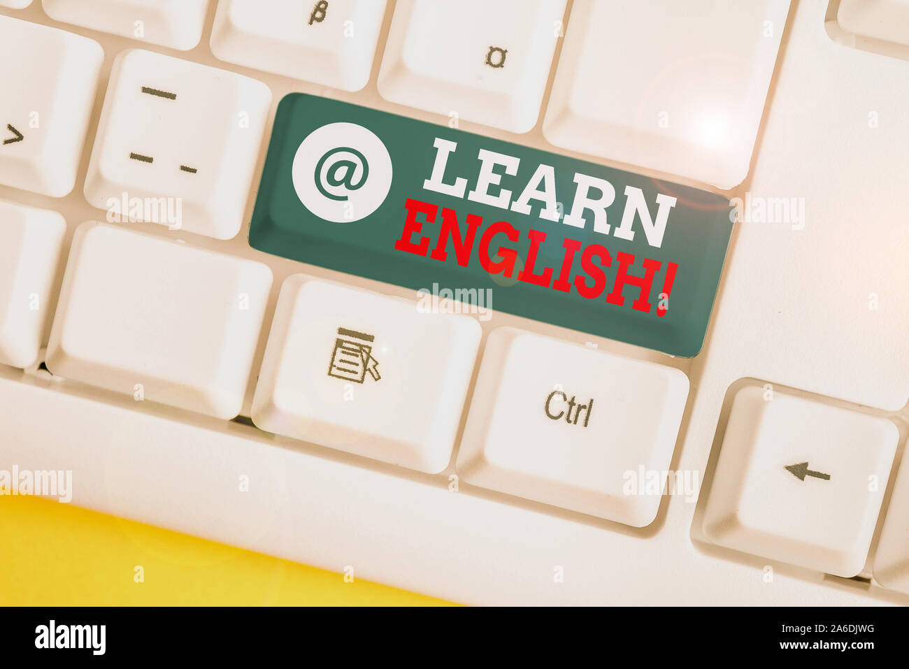 Writing note showing Learn English. Business concept for gain acquire ...