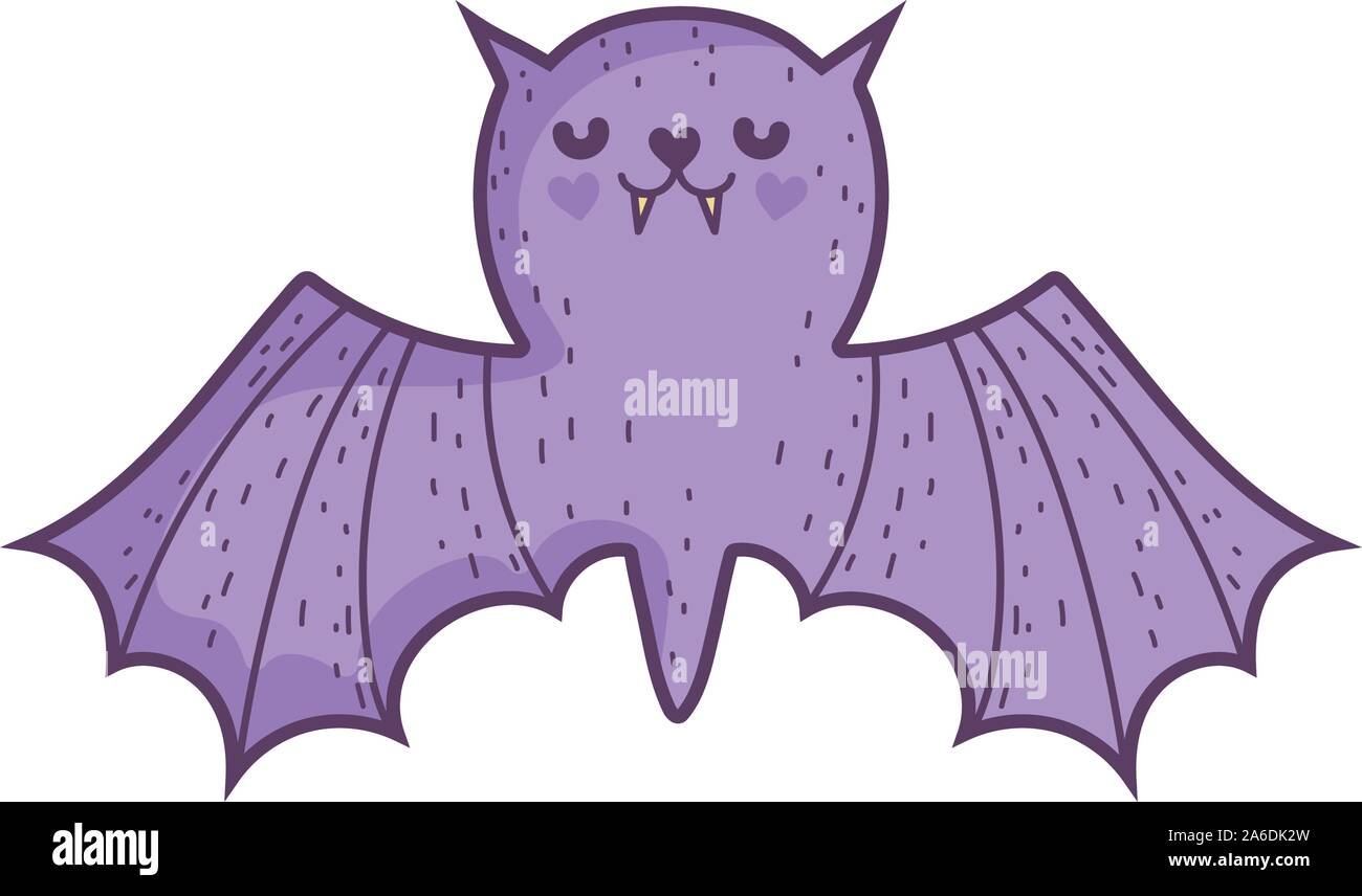 happy halloween celebration purple bat with open wings vector ...