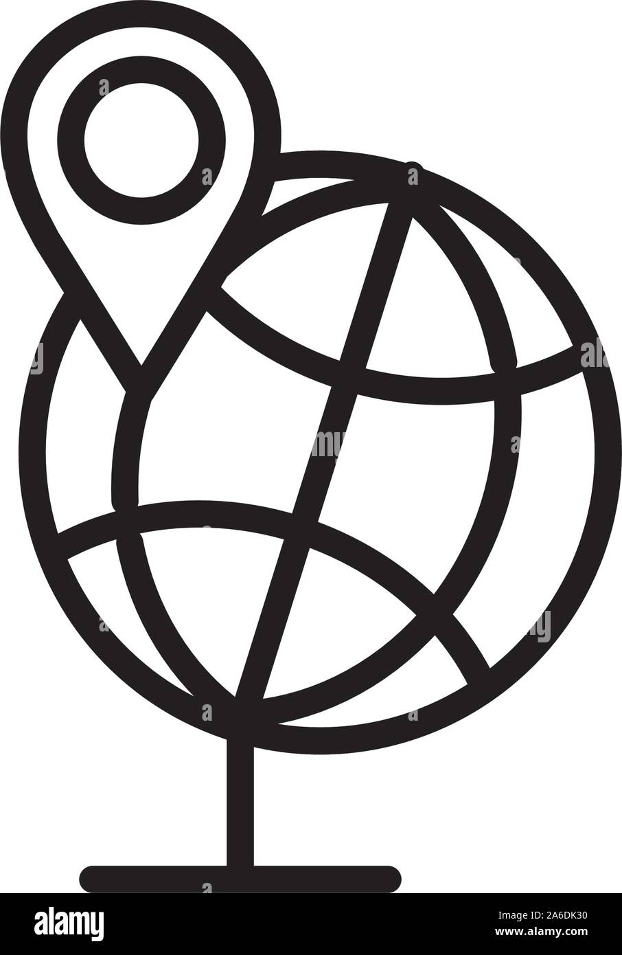 globe navigation pin map delivery icon vector illustration thick line ...