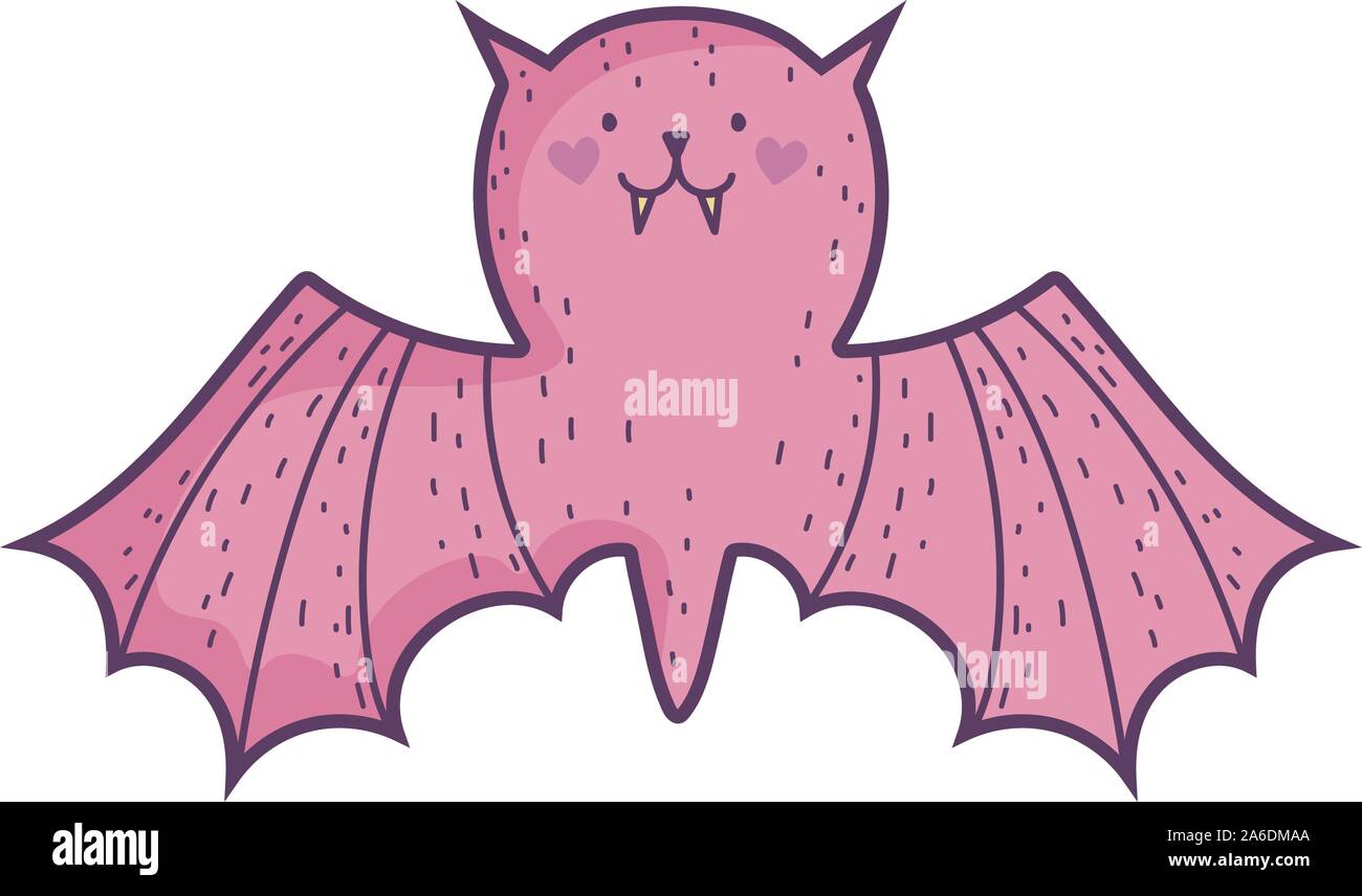 happy halloween celebration pink bat with open wings vector ...