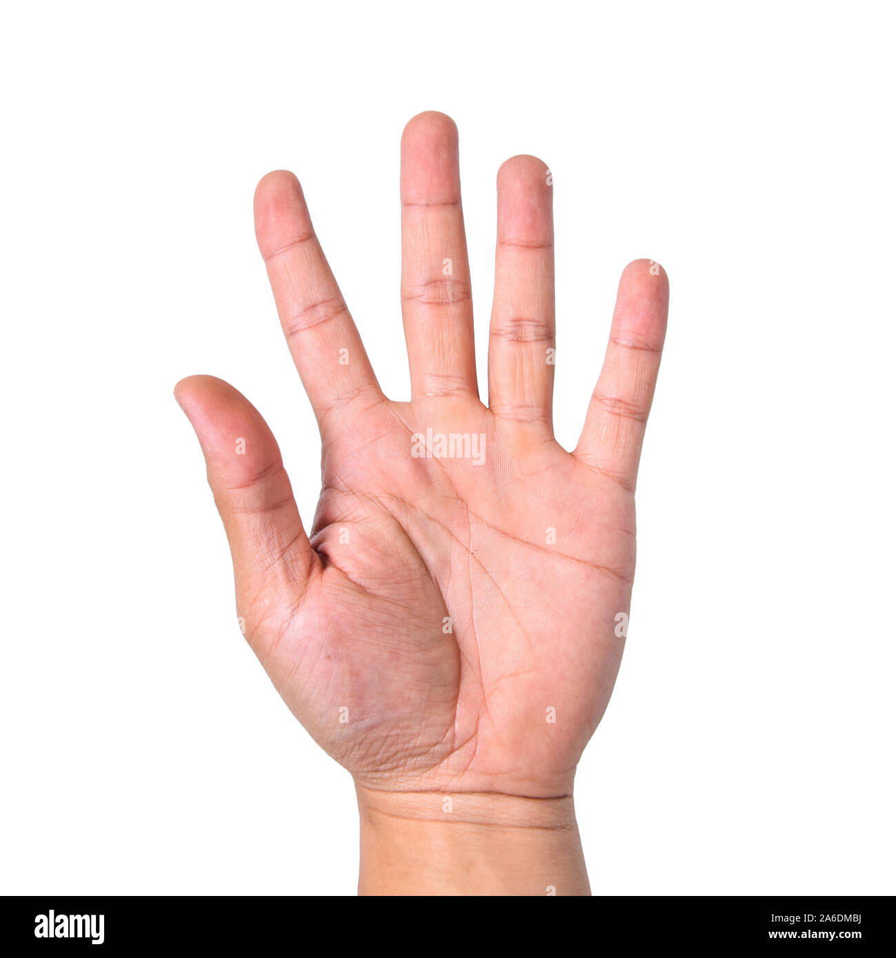hand asian young man five sign finger isolated on white background ...