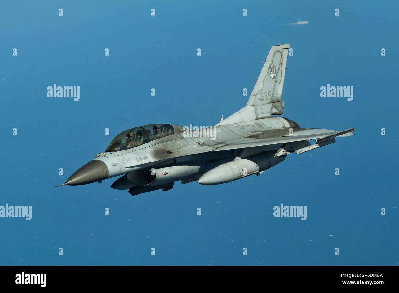 A Republic of Korea Air Force F-16D Falcon flies during a training ...