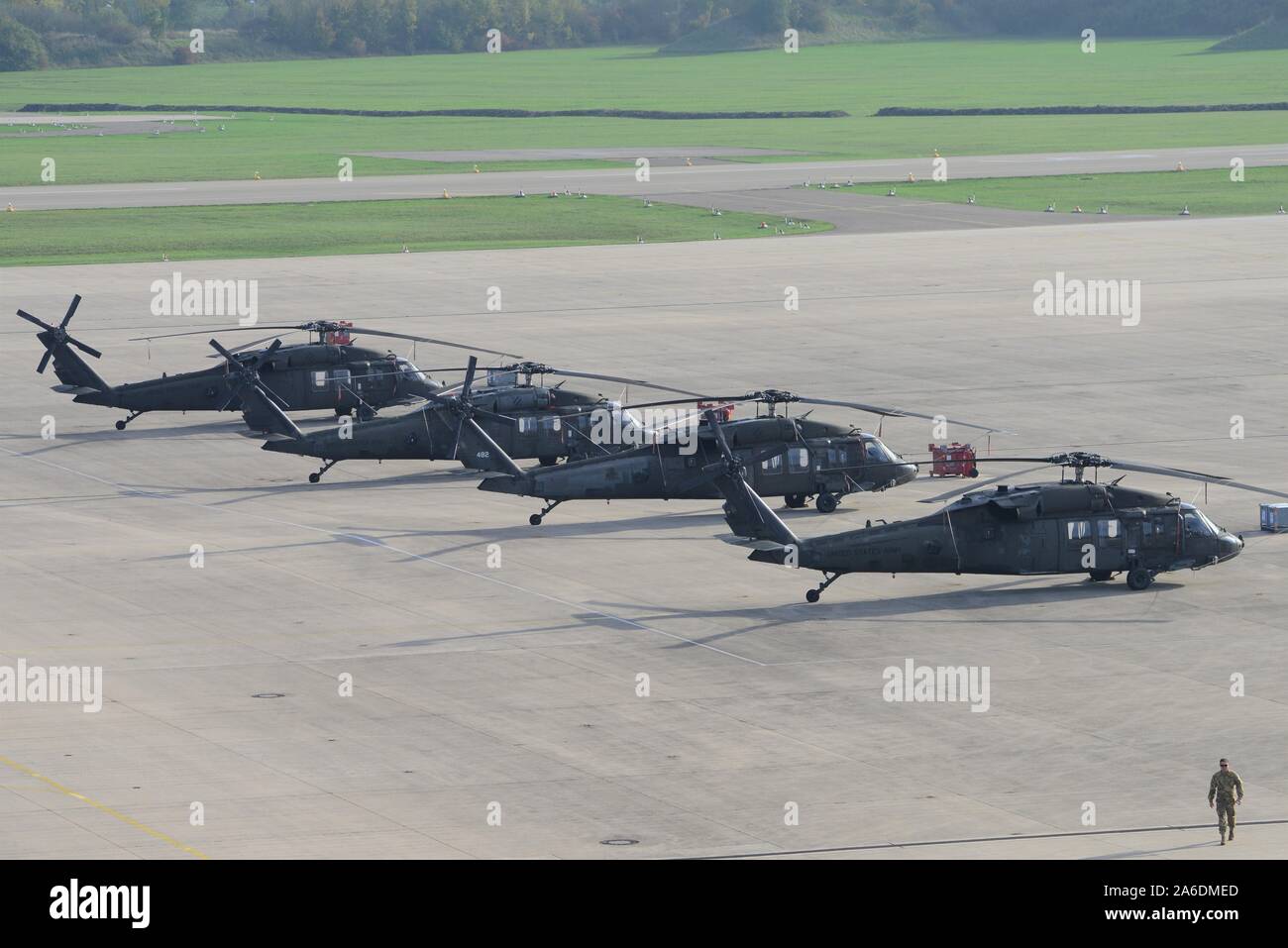 U.S. Army UH-60 Black Hawk helicopters from the 3rd Combat Aviation ...