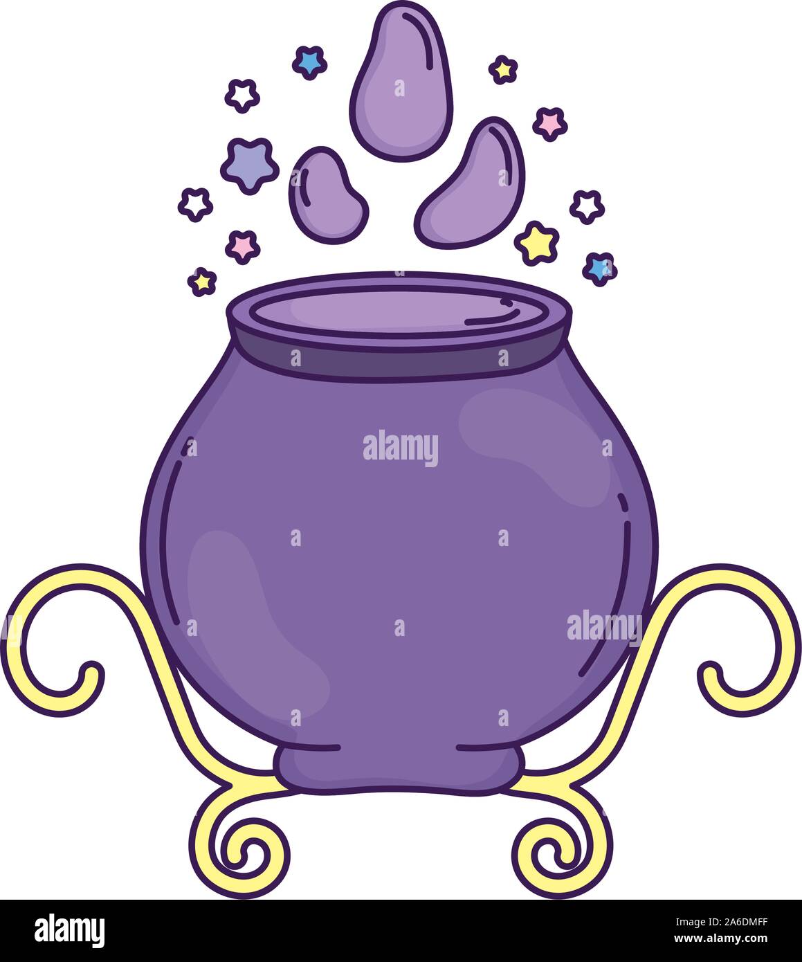 happy halloween celebration spell potion cauldron ornament vector ...