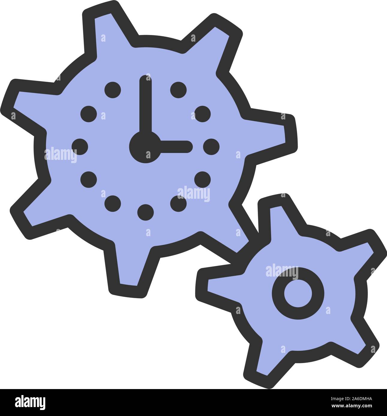 Clock with gears, tech time flat color line icon Stock Vector Image ...