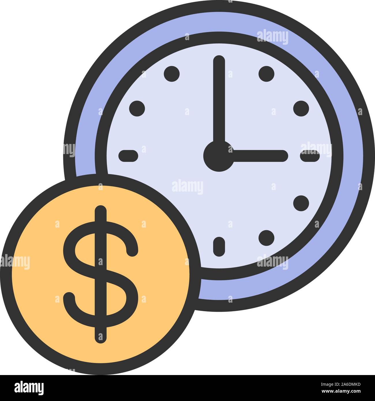 Clock dollar coin line Stock Vector Images - Alamy