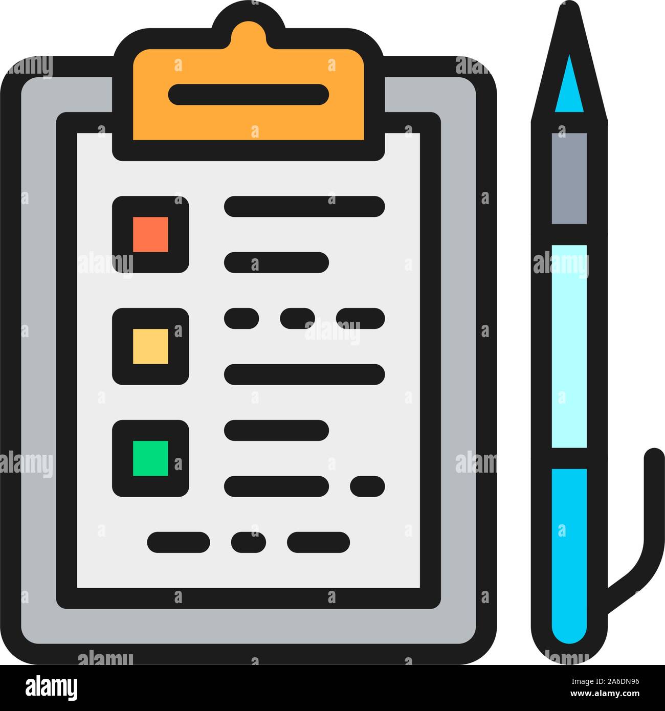 Folder tablet with documents and pen flat color icon Stock Vector Image ...