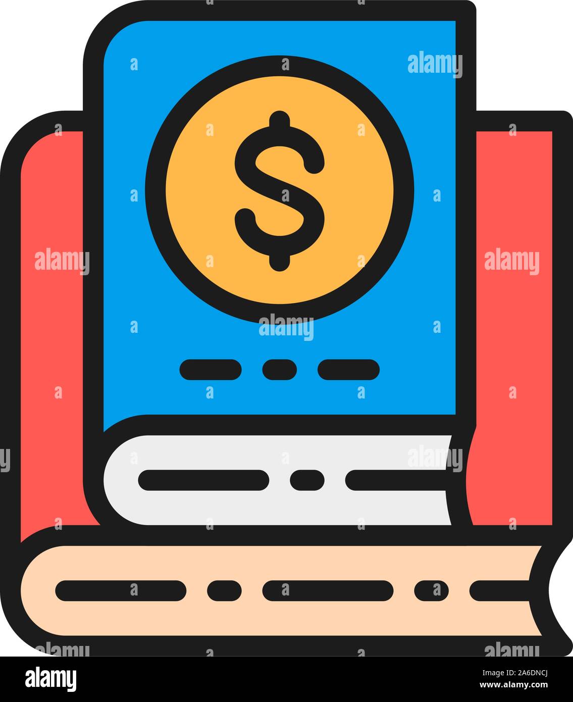 Financial books, business literature flat color icon Stock Vector Image ...