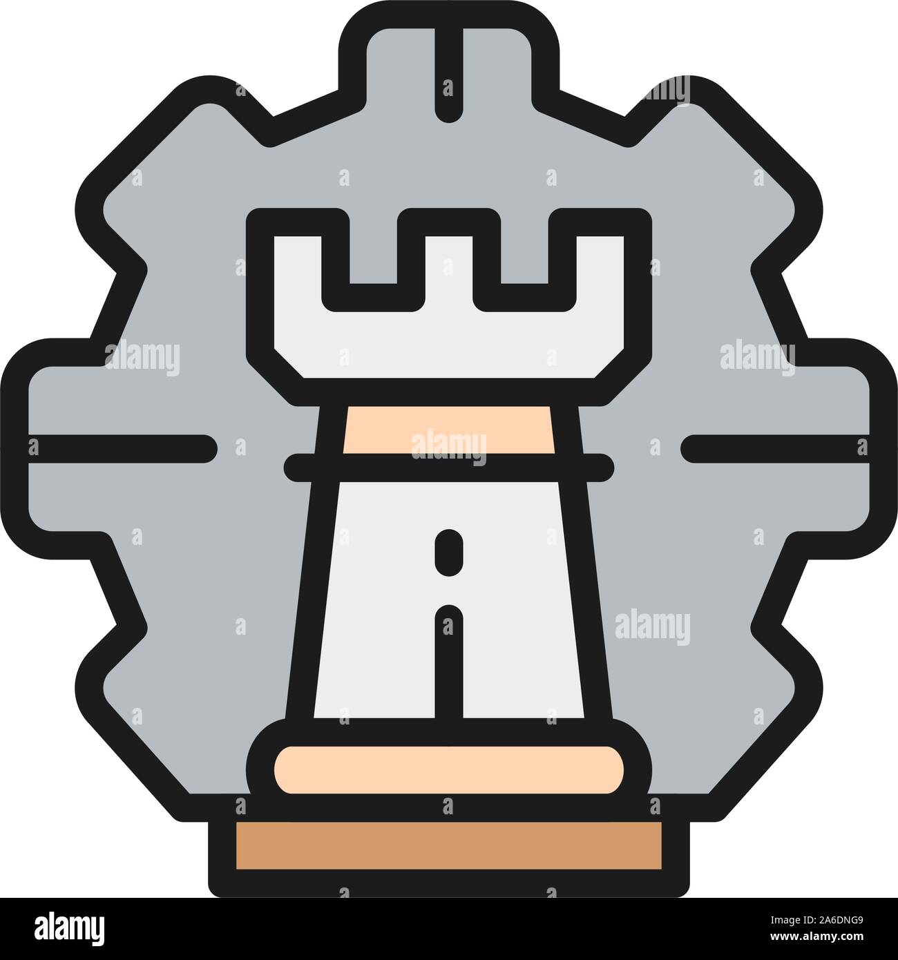 Business strategy, gear wheel with chess piece flat color icon Stock ...