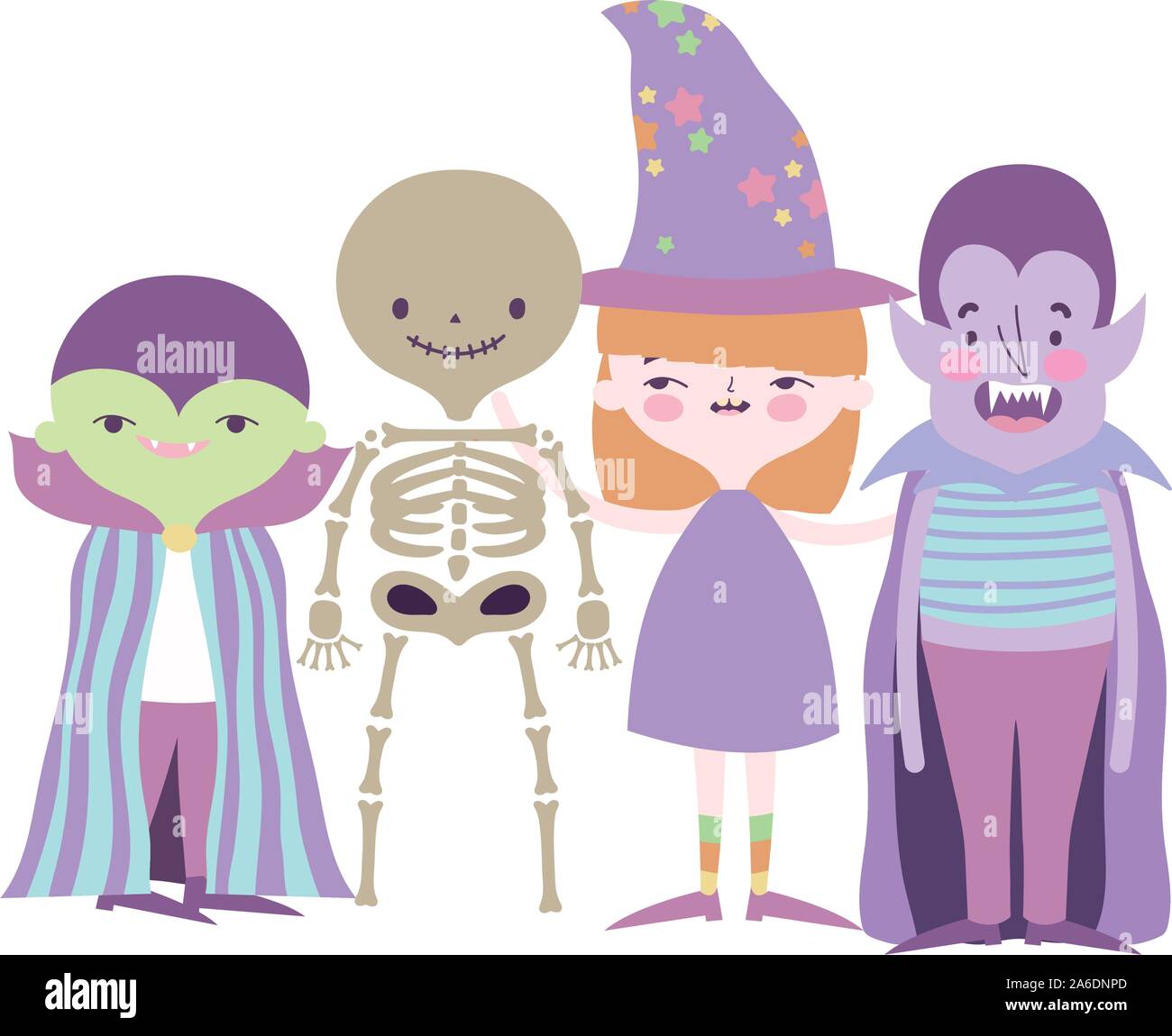 happy halloween celebration girl and boys costumes vector illustration ...