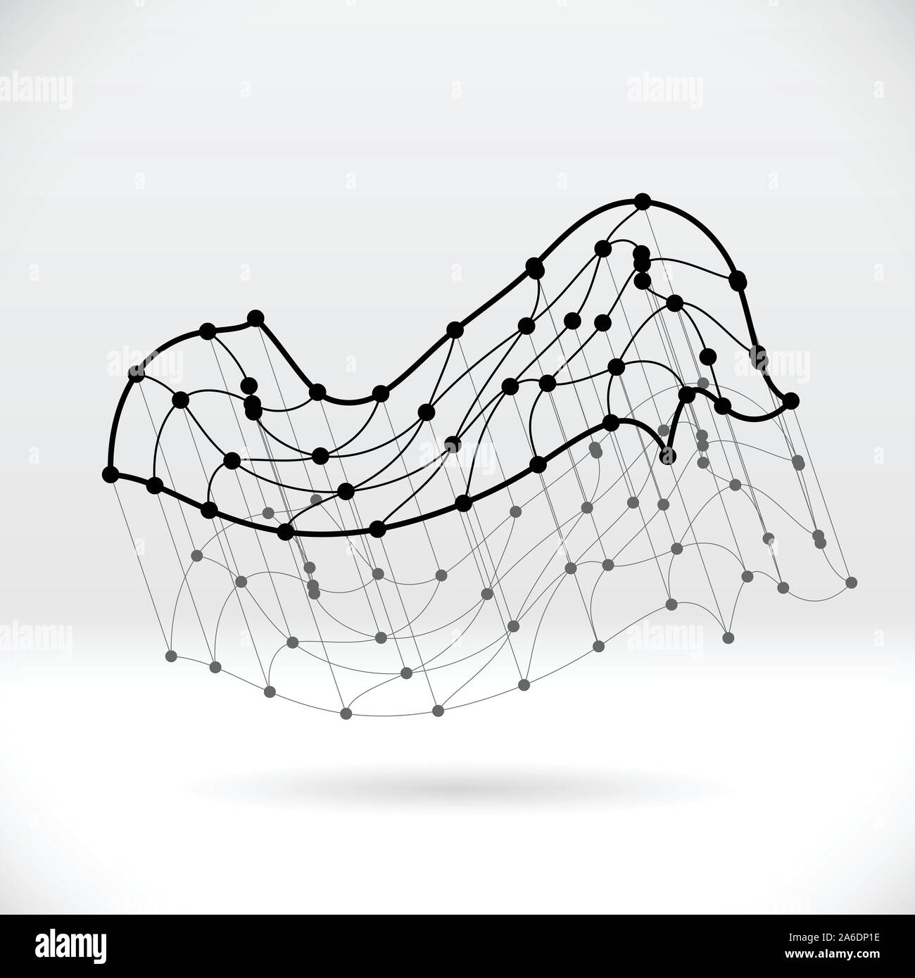 Abstract 3D wireframe shape with connected structure Stock Vector Image ...