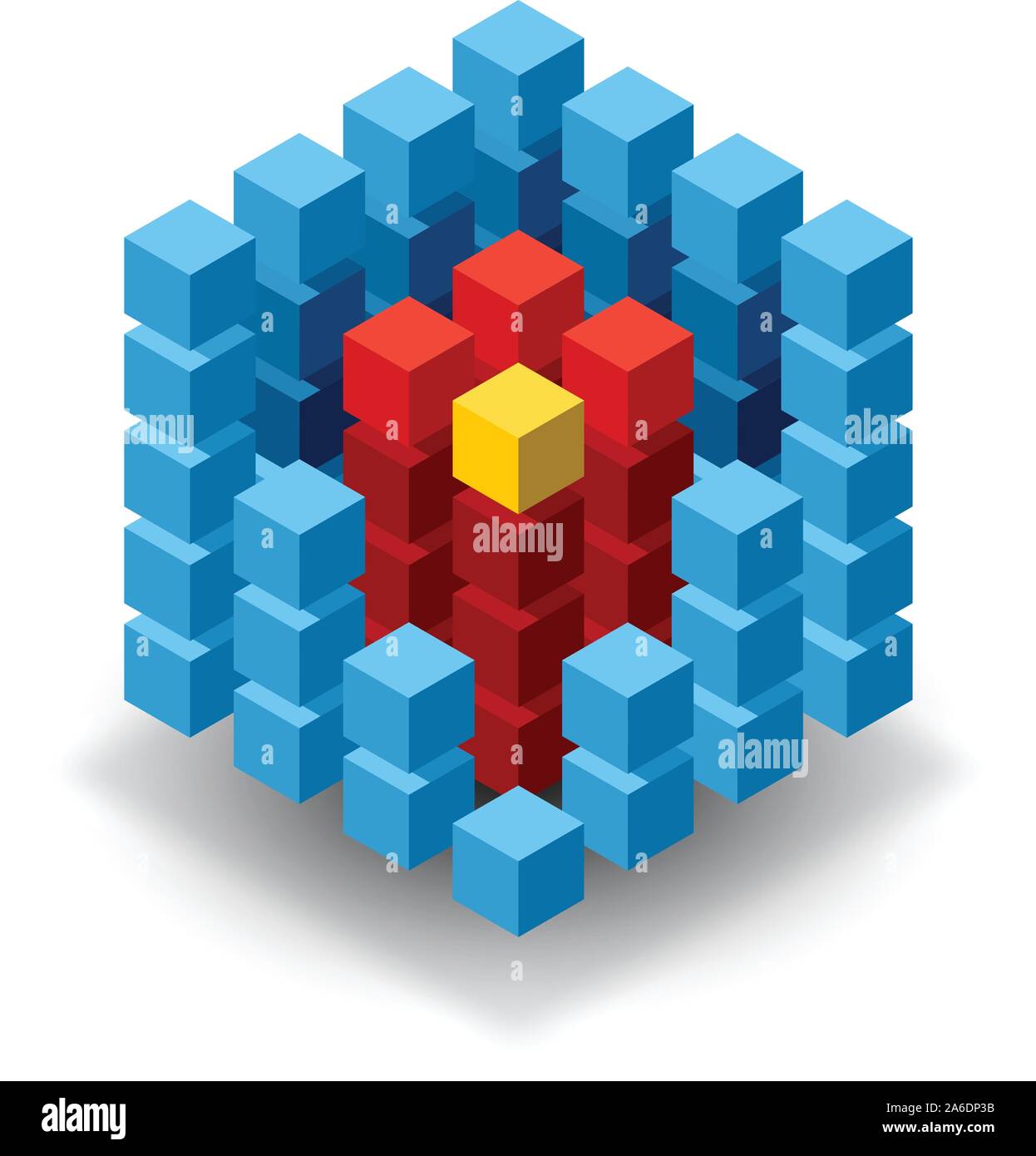 Blue cube logo with red segments Stock Vector Image & Art - Alamy