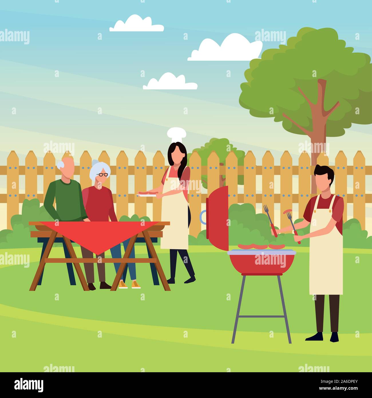 Woman picnic table Stock Vector Images - Alamy
