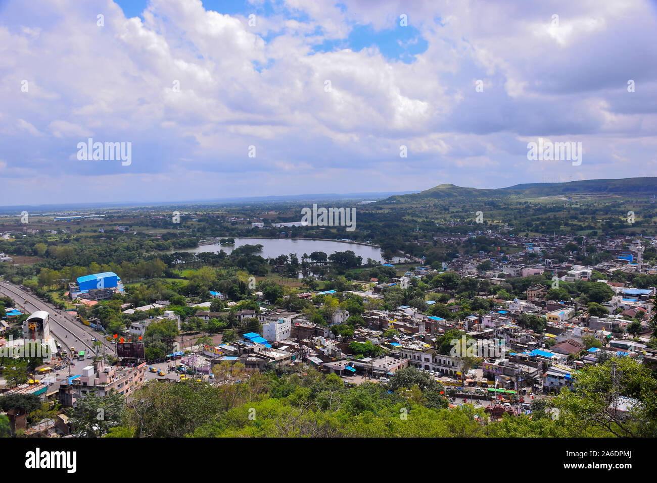 beautiful view of dewas city from the top of the hill, famous meetha ...