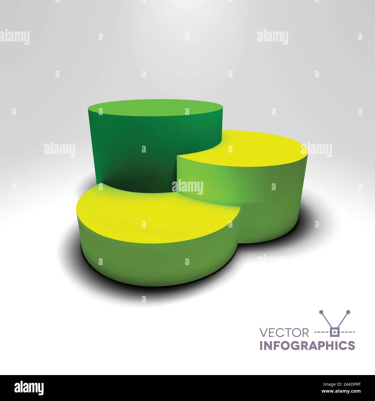 Infographic vector 3D pedestal with green and yellow columns Stock ...