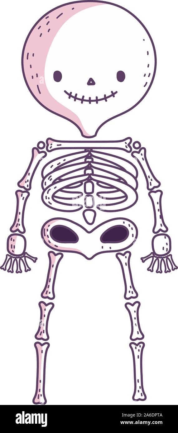 happy halloween celebration skeleton cartoon character vector ...