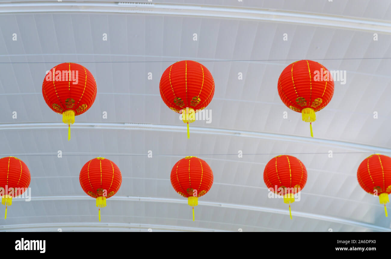 Chinese lanterns are decorated during Chinese New Year in festival lamp ...