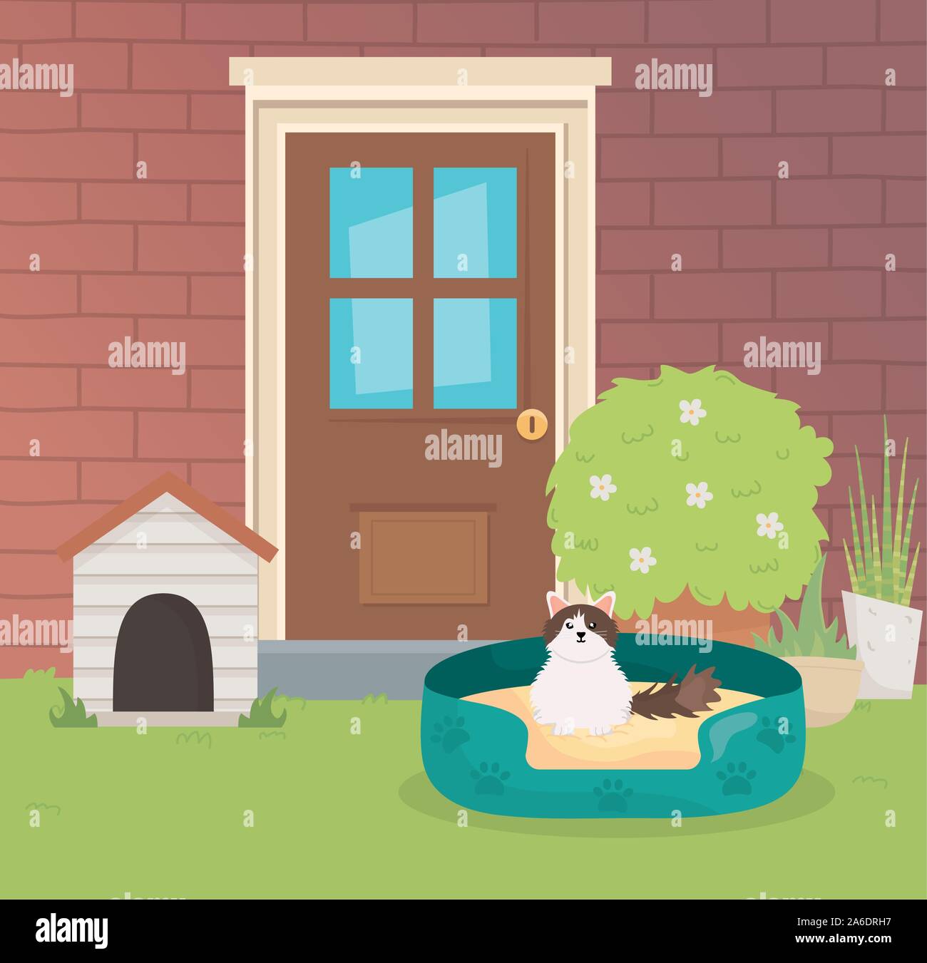 Tabby cat outside Stock Vector Images - Alamy