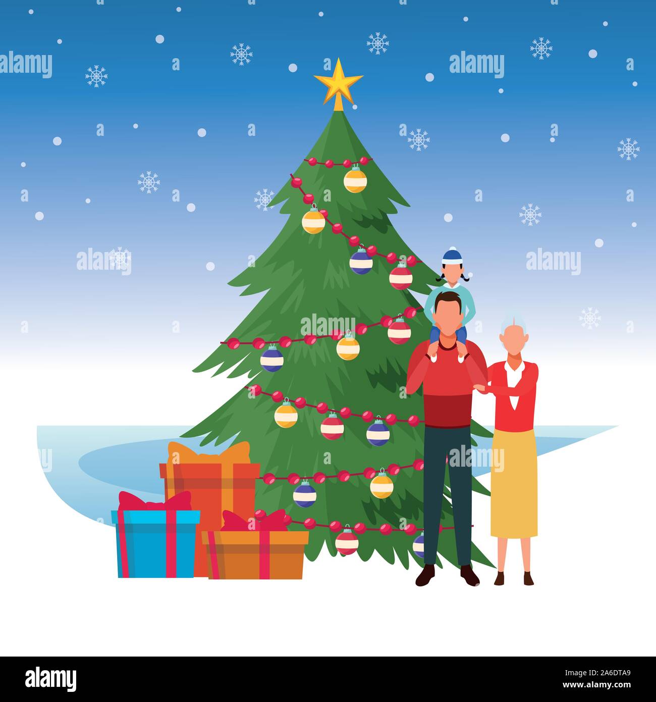 Merry christmas design with avatar family Stock Vector Image & Art - Alamy