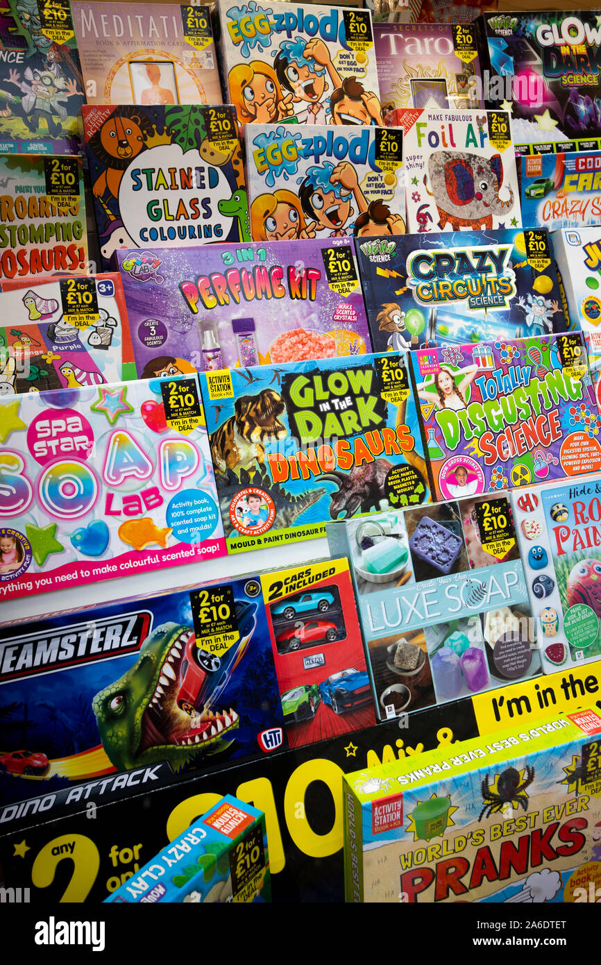shop window display of children boxed games Stock Photo - Alamy