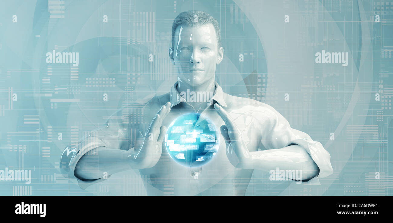 Asian Business Man Using Digital Solutions Technology Concept Art Stock ...