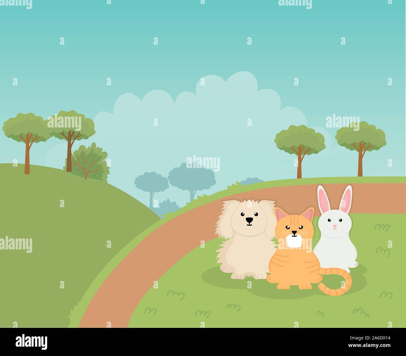 Kitten and rabbit together Stock Vector Images - Alamy