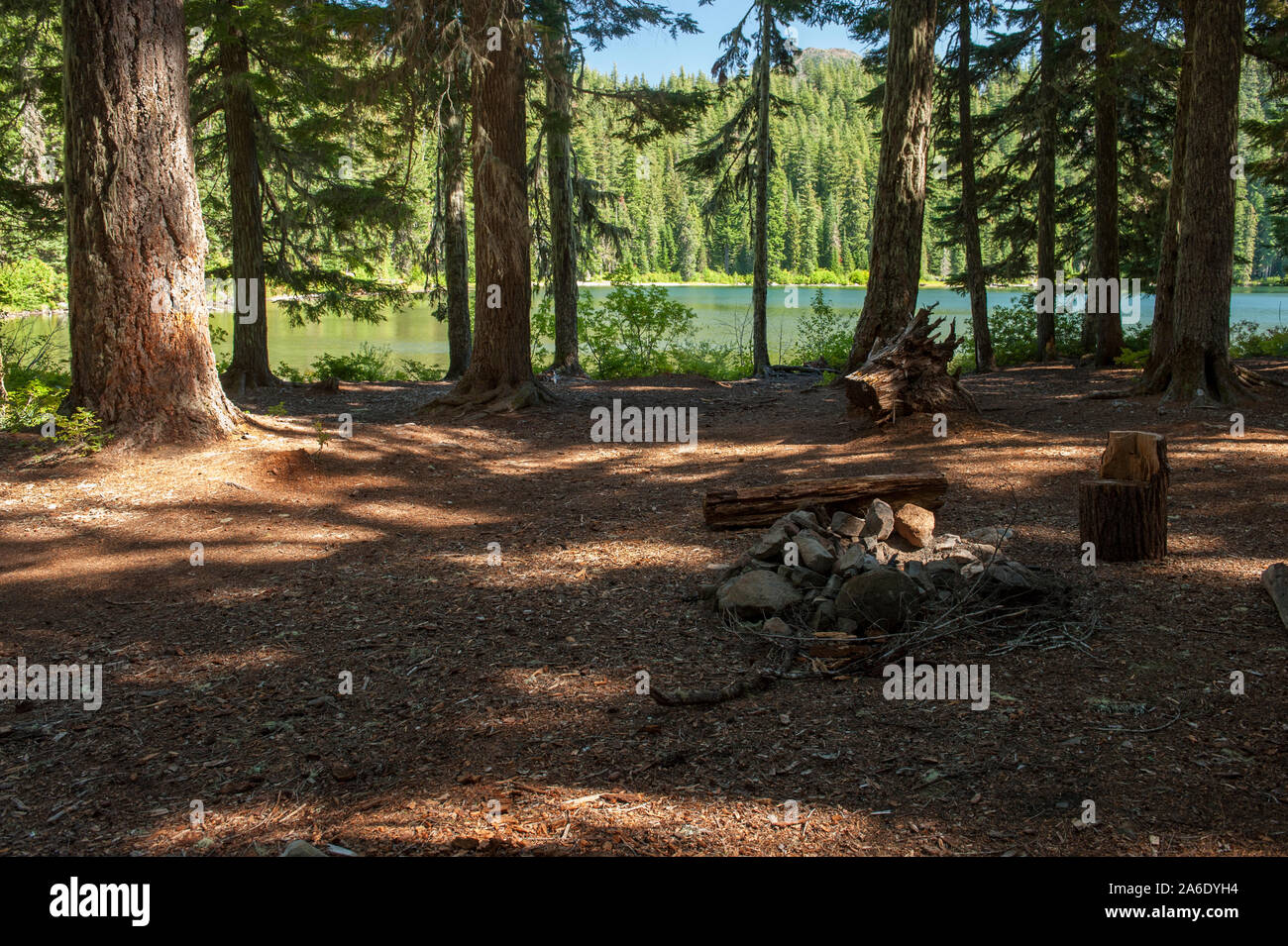 A large, hike-in campsite at Fish Lake in Oregon's Olallie Lake Scenic ...