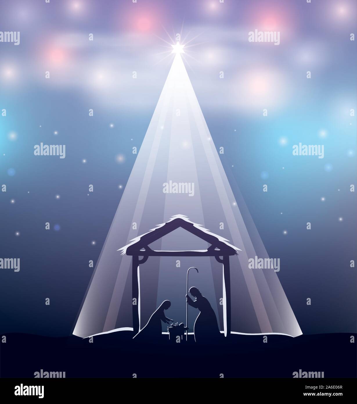 cute holy family in stable manger characters Stock Vector Image & Art ...