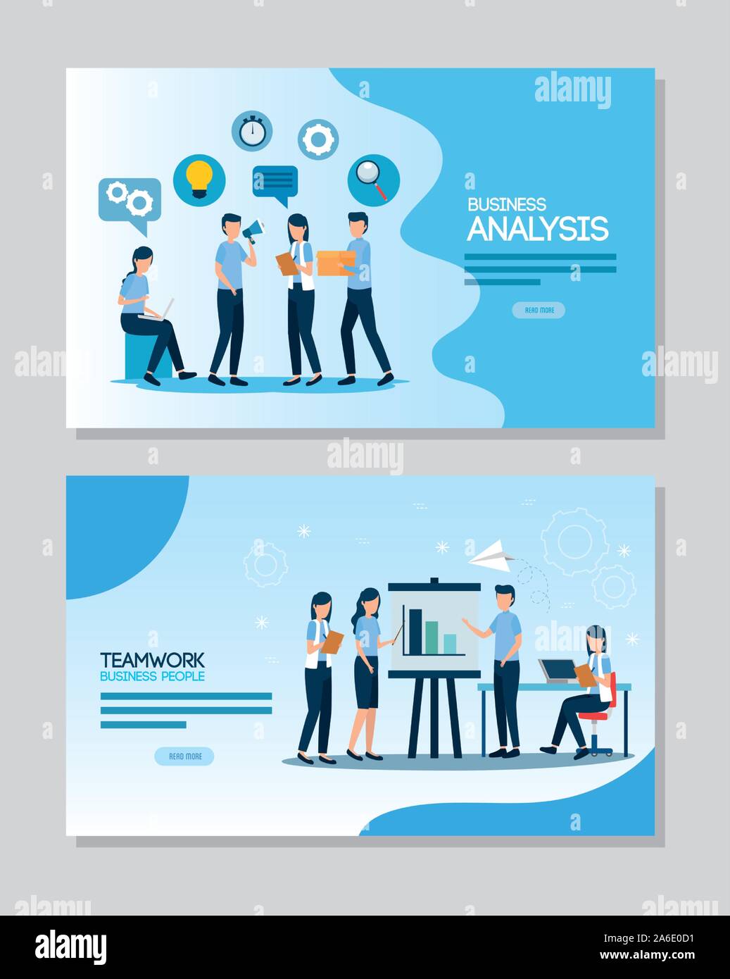 teamwork set scenes of analysis infographic Stock Vector Image & Art ...