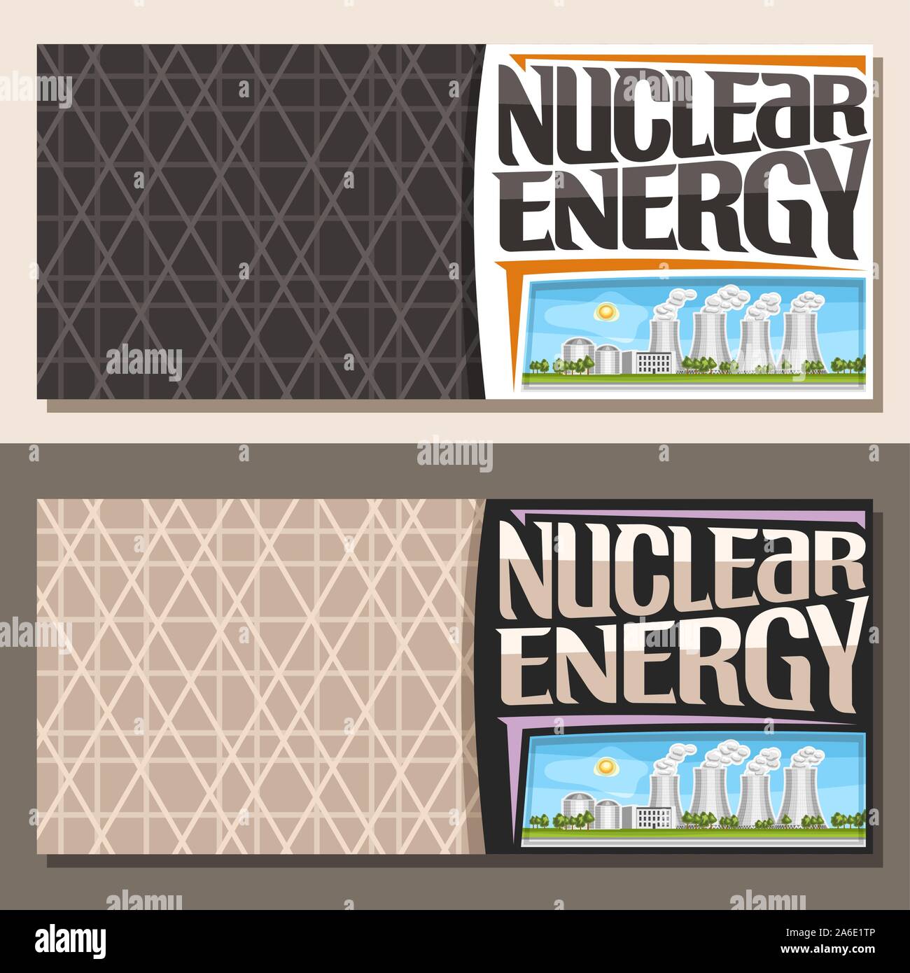 Vector banners for Nuclear Energy with copy space, leaflet with ...