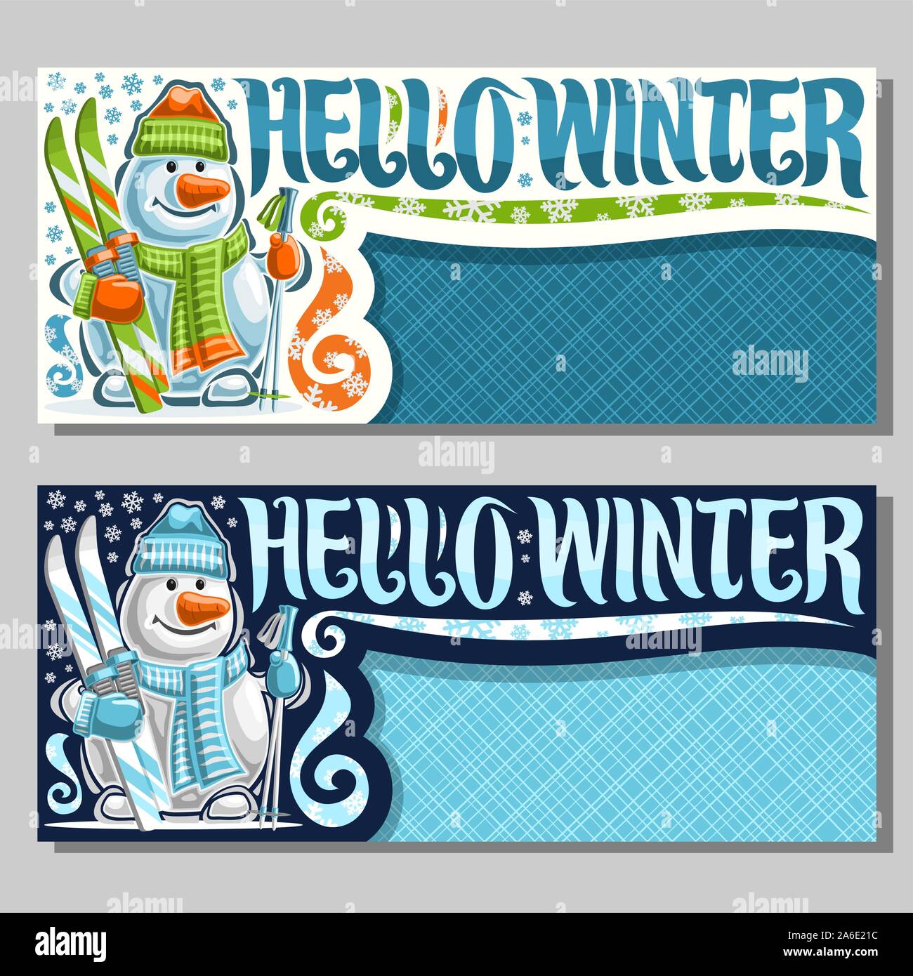 Vector banners for Winter Holidays with copy space, leaflets with happy ...