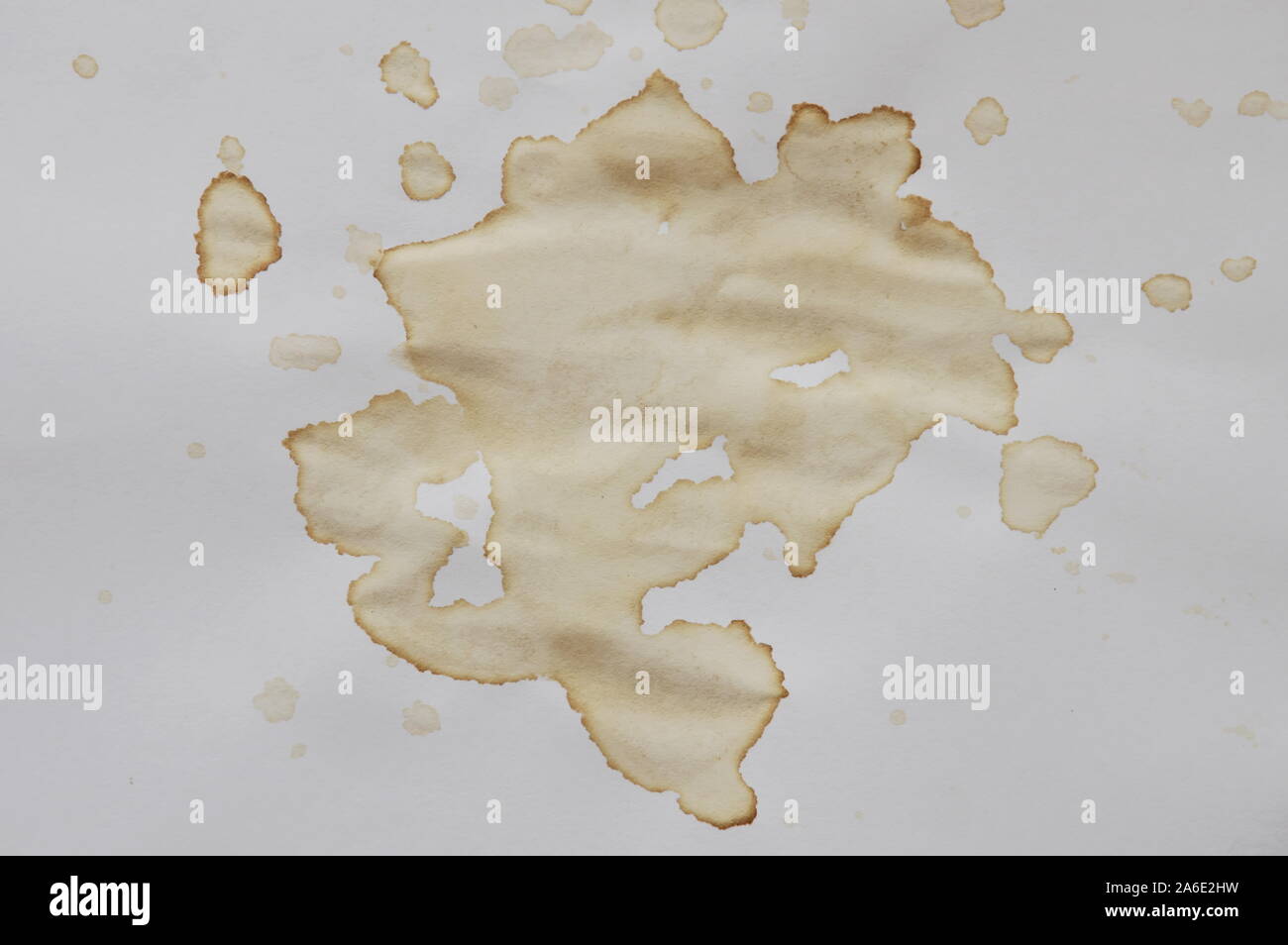 coffee stain on white paper background and texture Stock Photo - Alamy