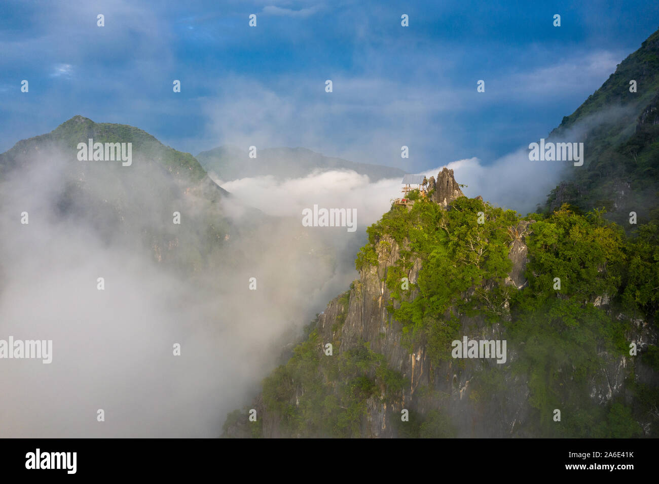 Aerial view of mountains in Nong Khiaw. North Laos. Southeast Asia ...