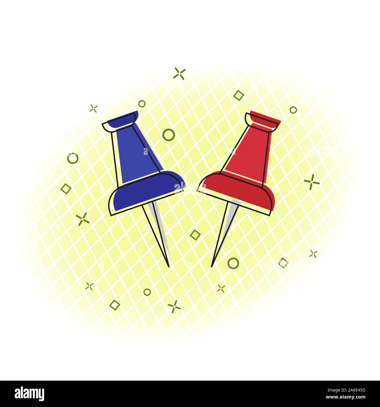 Two Stationery button, comic style icon with splash effect, flat design ...